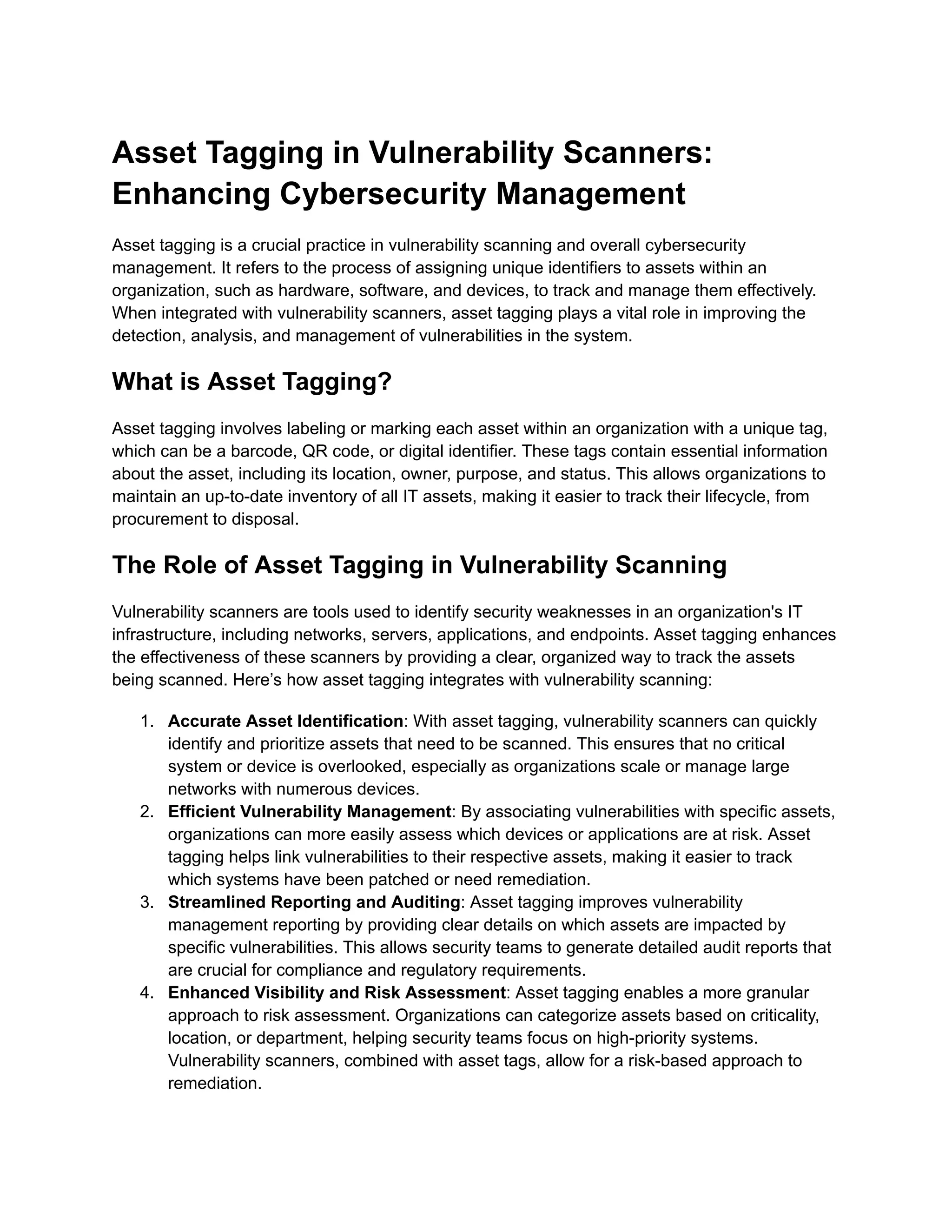 Asset Tagging in Vulnerability Scanners Enhancing Cybersecurity ...