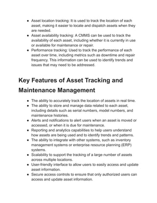 Asset Tracking in CMMS: How Asset Maintenance Management Works? | PDF