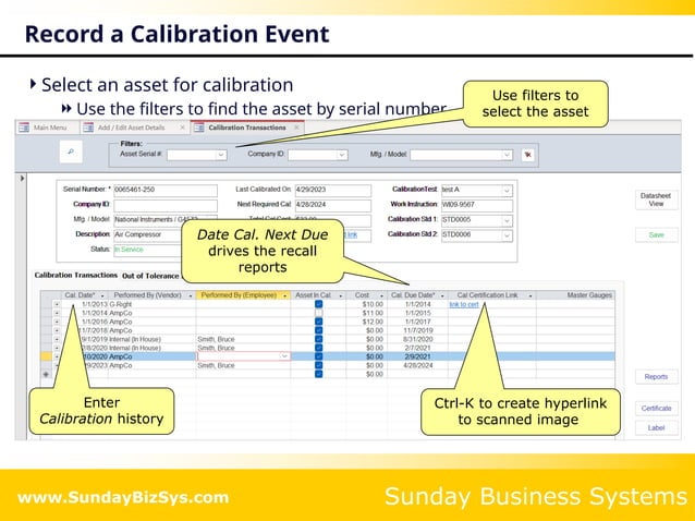 Managing Assets for ISO 9001 compliance (calibration and preventive ...