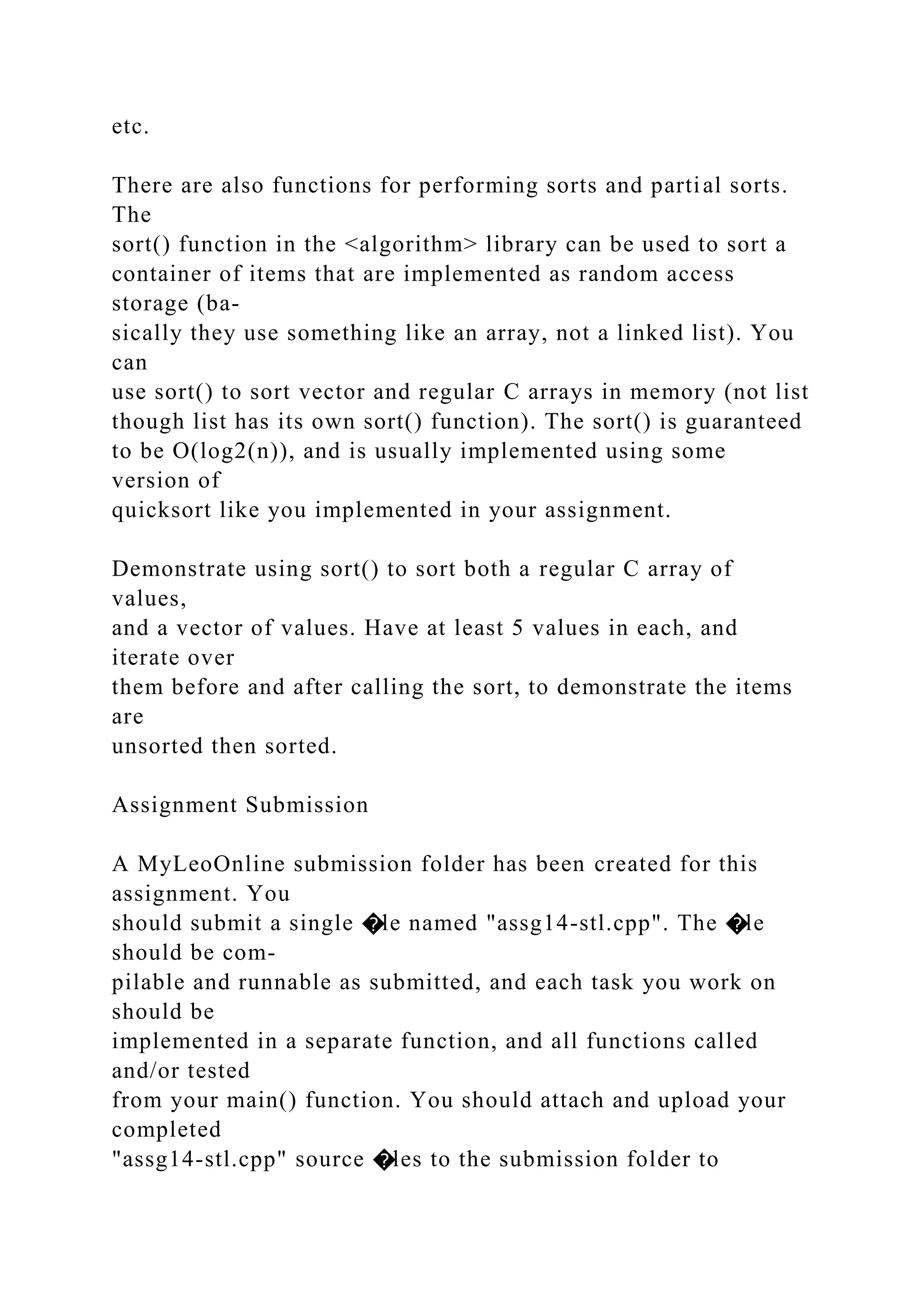 Assg 14 C Standard Template Library Stlextra Credit Docx
