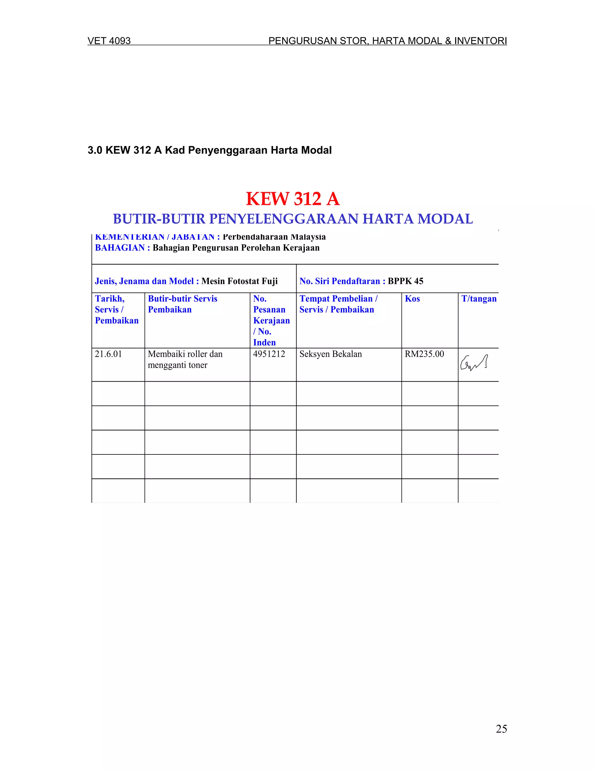 VET 4093- Pengurusan Stor, Harta Modal dan Inventori | DOC