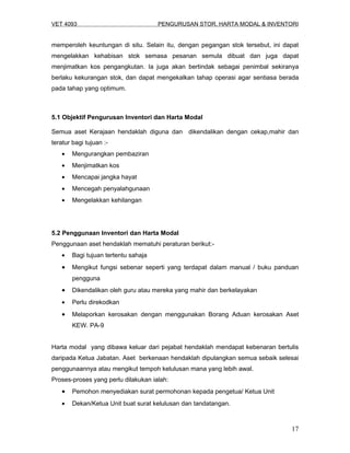 VET 4093- Pengurusan Stor, Harta Modal dan Inventori | DOC