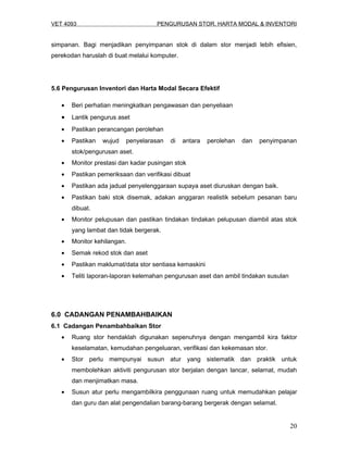 VET 4093- Pengurusan Stor, Harta Modal dan Inventori | DOC