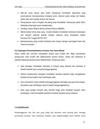 VET 4093- Pengurusan Stor, Harta Modal dan Inventori | DOC