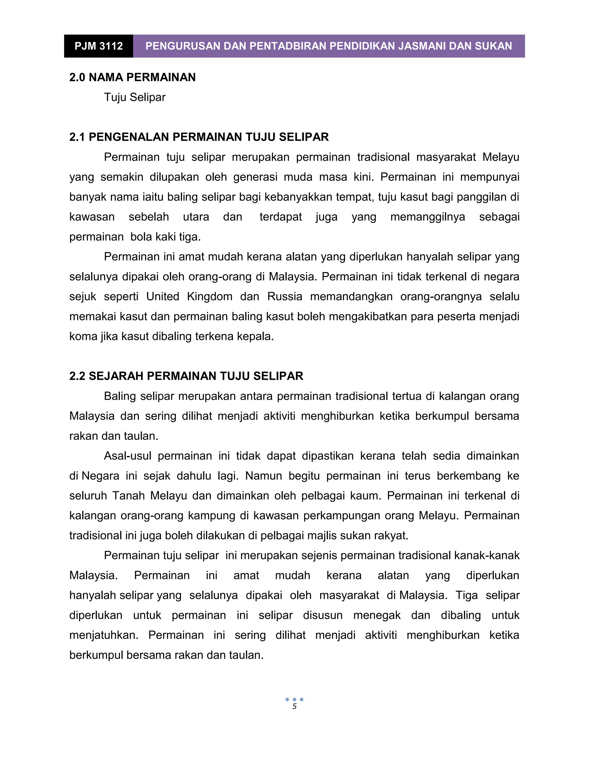 pjm3112 Assgmnt permainan tradisional 1 | DOCX