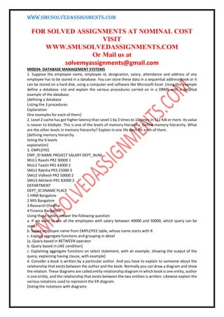 SEM 3 MIS SUMMER 2014 ASSIGNMENTS | PDF