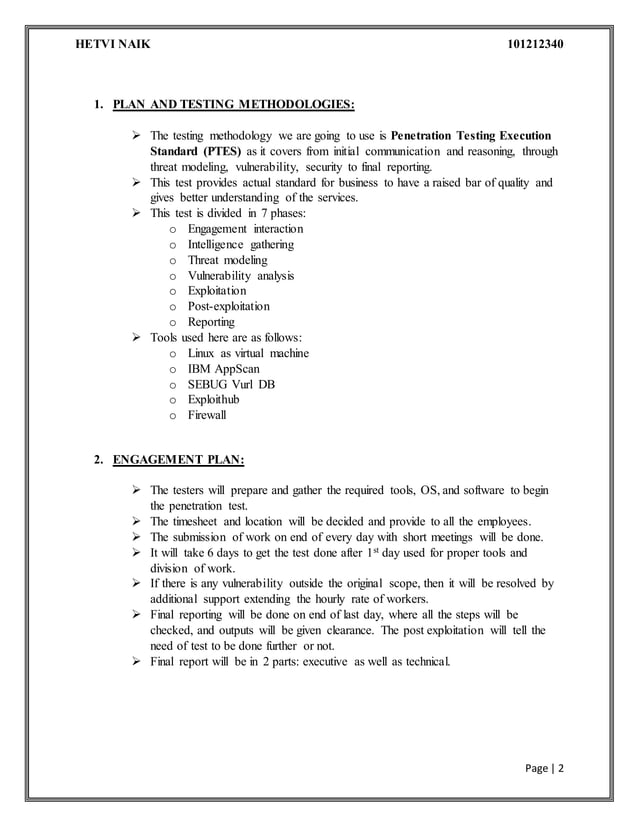 plan for penetration test | PDF