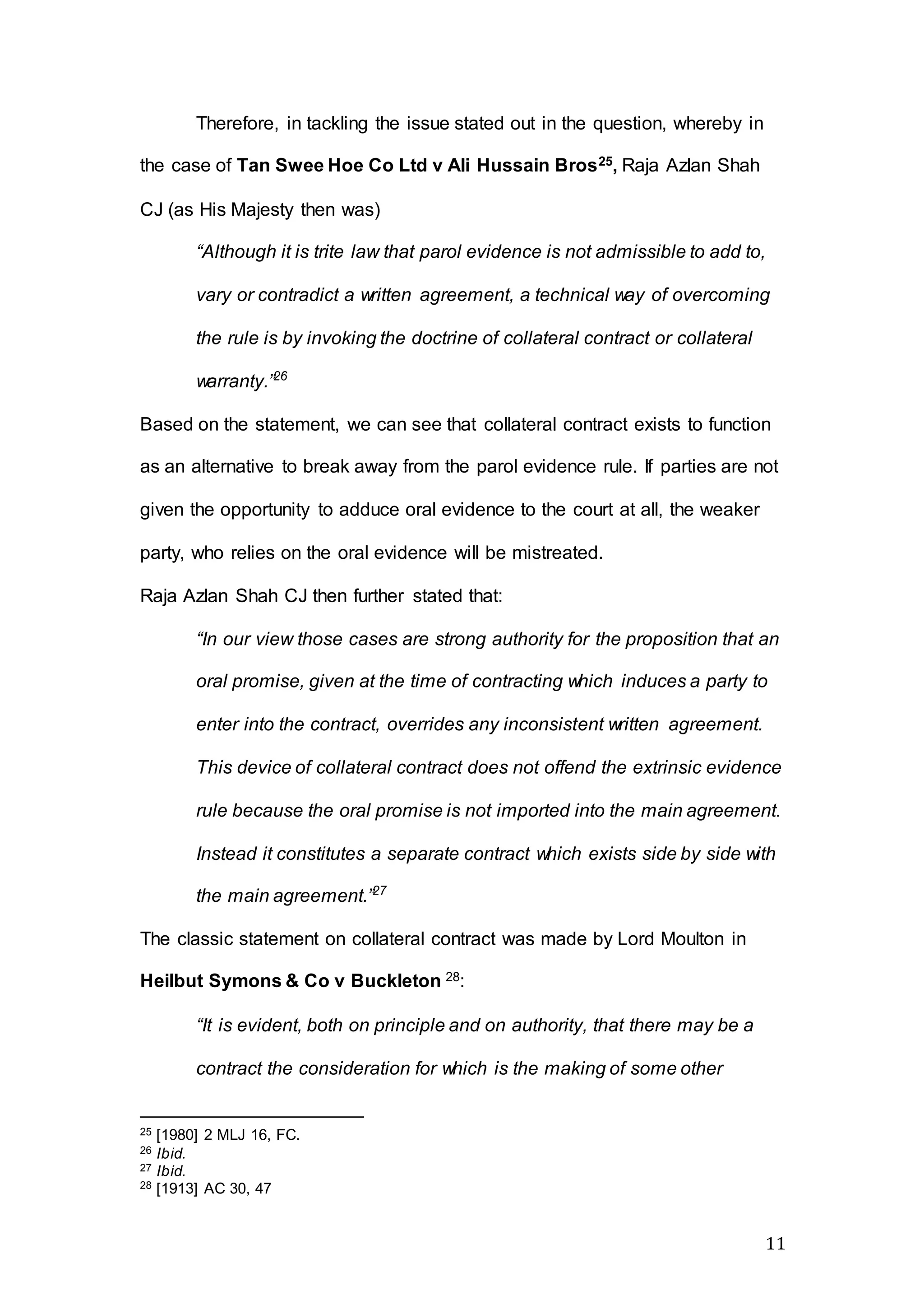 Parol Evidence Rule Contract Law Malaysia | DOCX