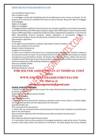 SEM 3 BANKING SUMMER 2014 ASSIGNMENTS | PDF | Business Banking & Finance | Business