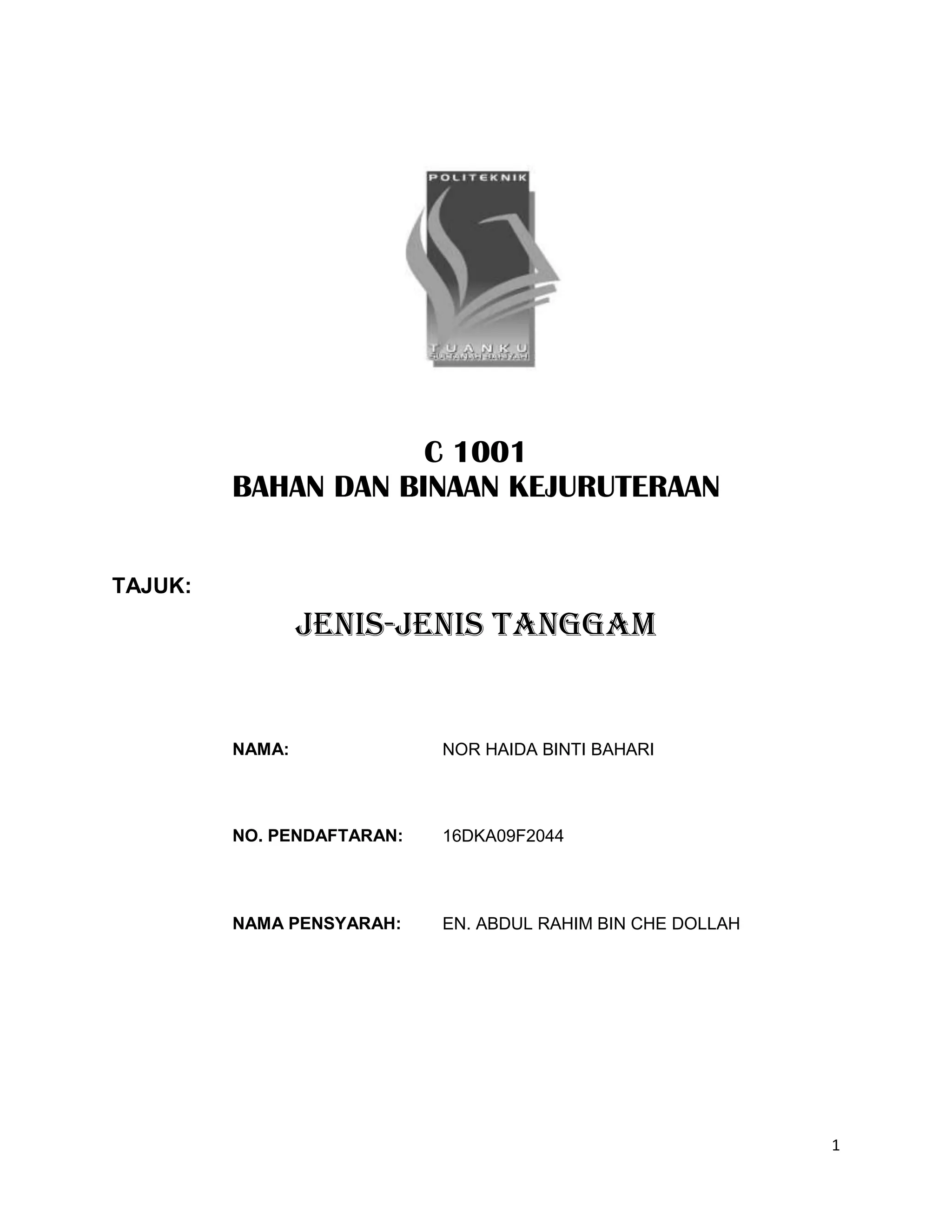 jenis-jenis tanggam | DOCX