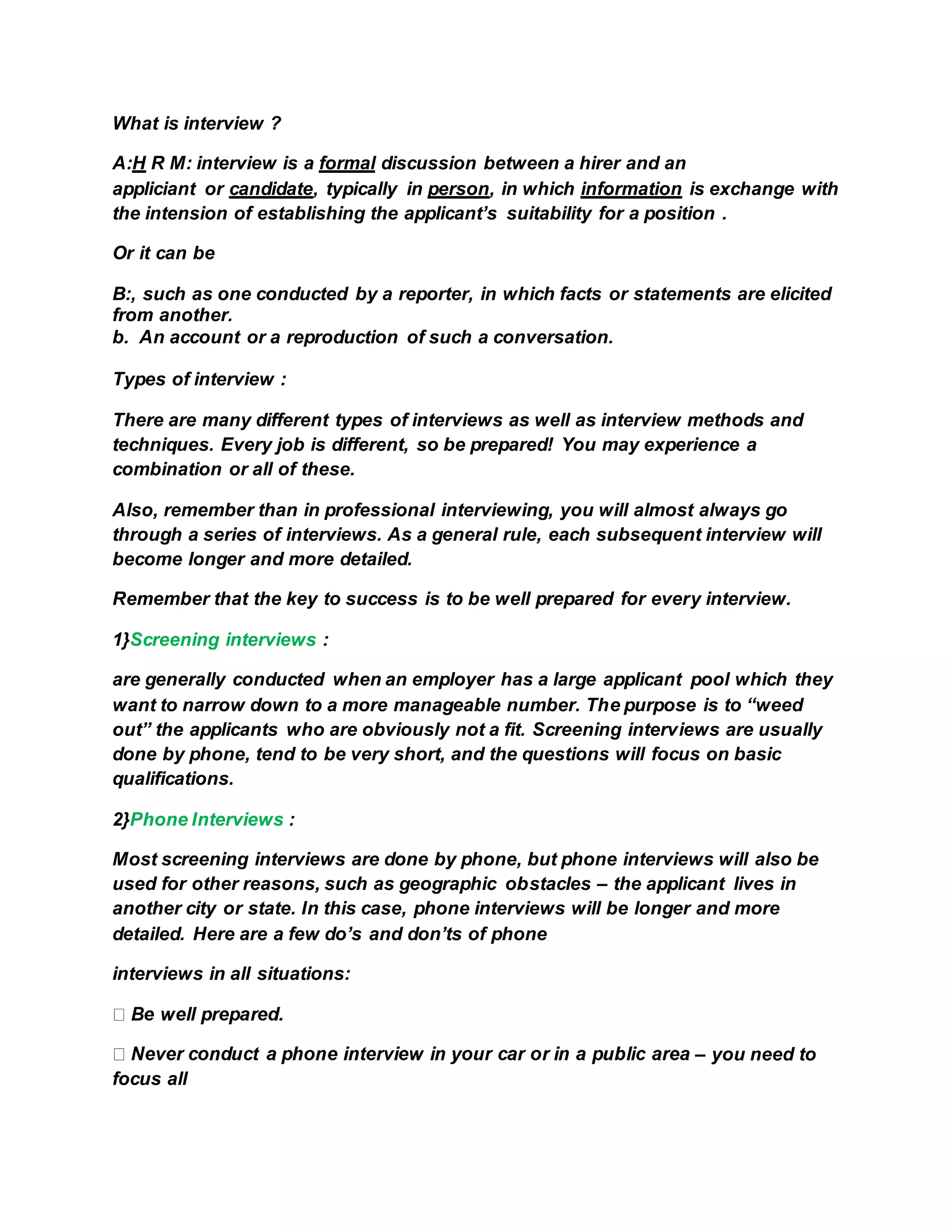 Assighment interview | DOCX | Resume Writing and Advice | Job Search