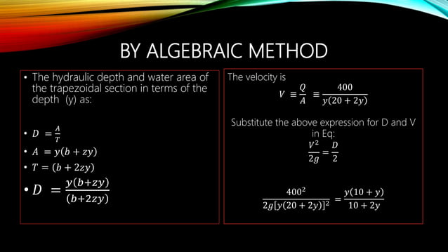 Hydraulic Exponent For Critical Flow Computation Pptx Physics Science