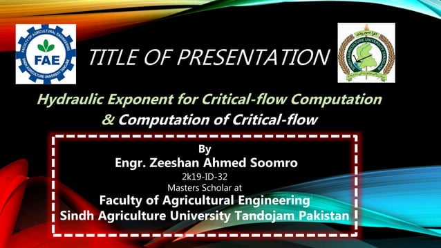 Hydraulic Exponent For Critical Flow Computation Pptx Physics Science