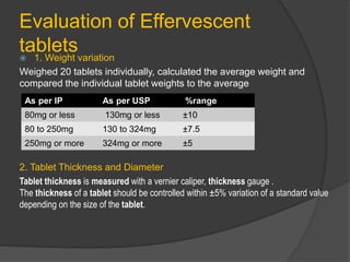 formulation and evalution of effervescent tablet | PPTX