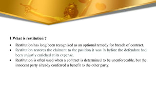 Remedies of Contract Law | Main Principles | PPTX