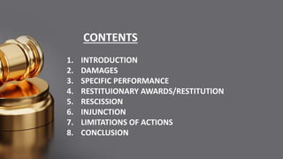 Remedies of Contract Law | Main Principles | PPTX