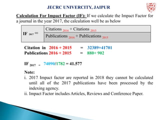 Impact factor of Journal as per Journal citation report, SNIP, SJR, IPP ...