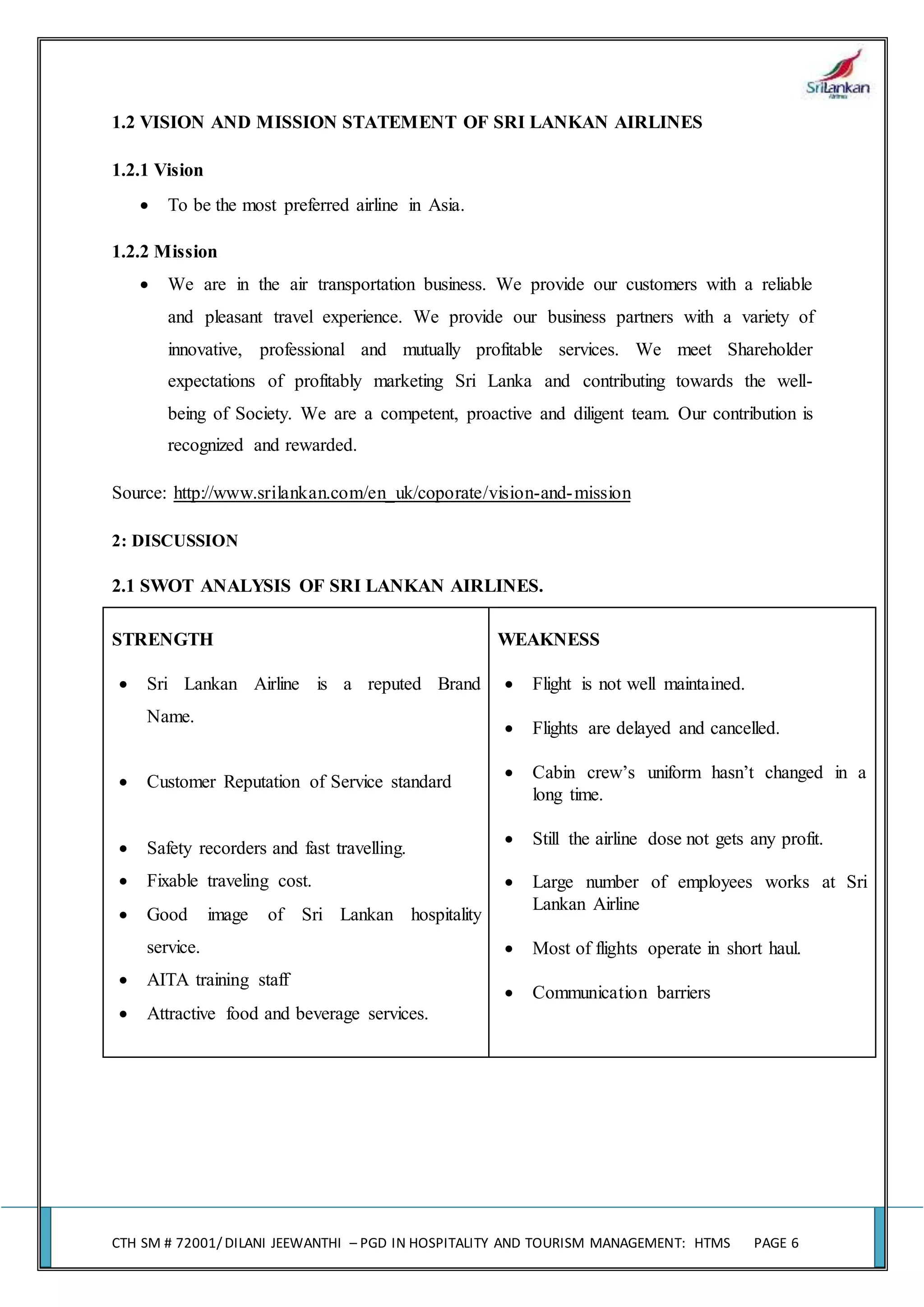 Sri LanKan AIRLINE | DOCX