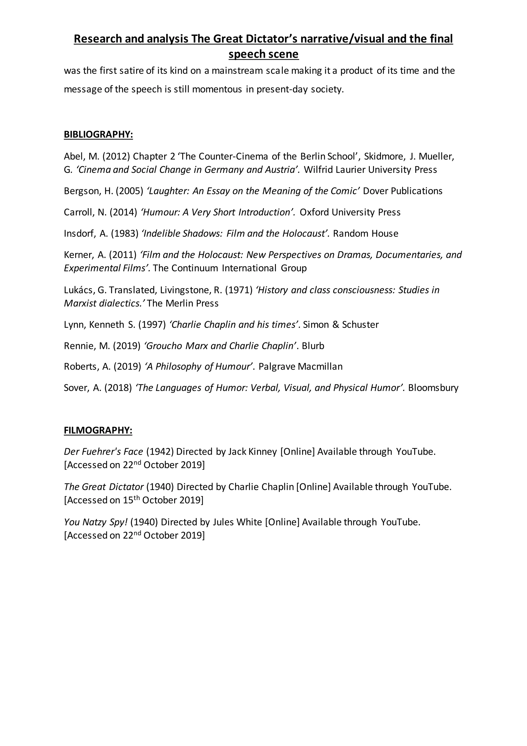 Assigment 1 comedy submission | DOCX | Comedy | Genres