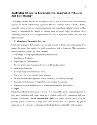 Application Of Genetic Engineering In Industrial Microbiology And ...