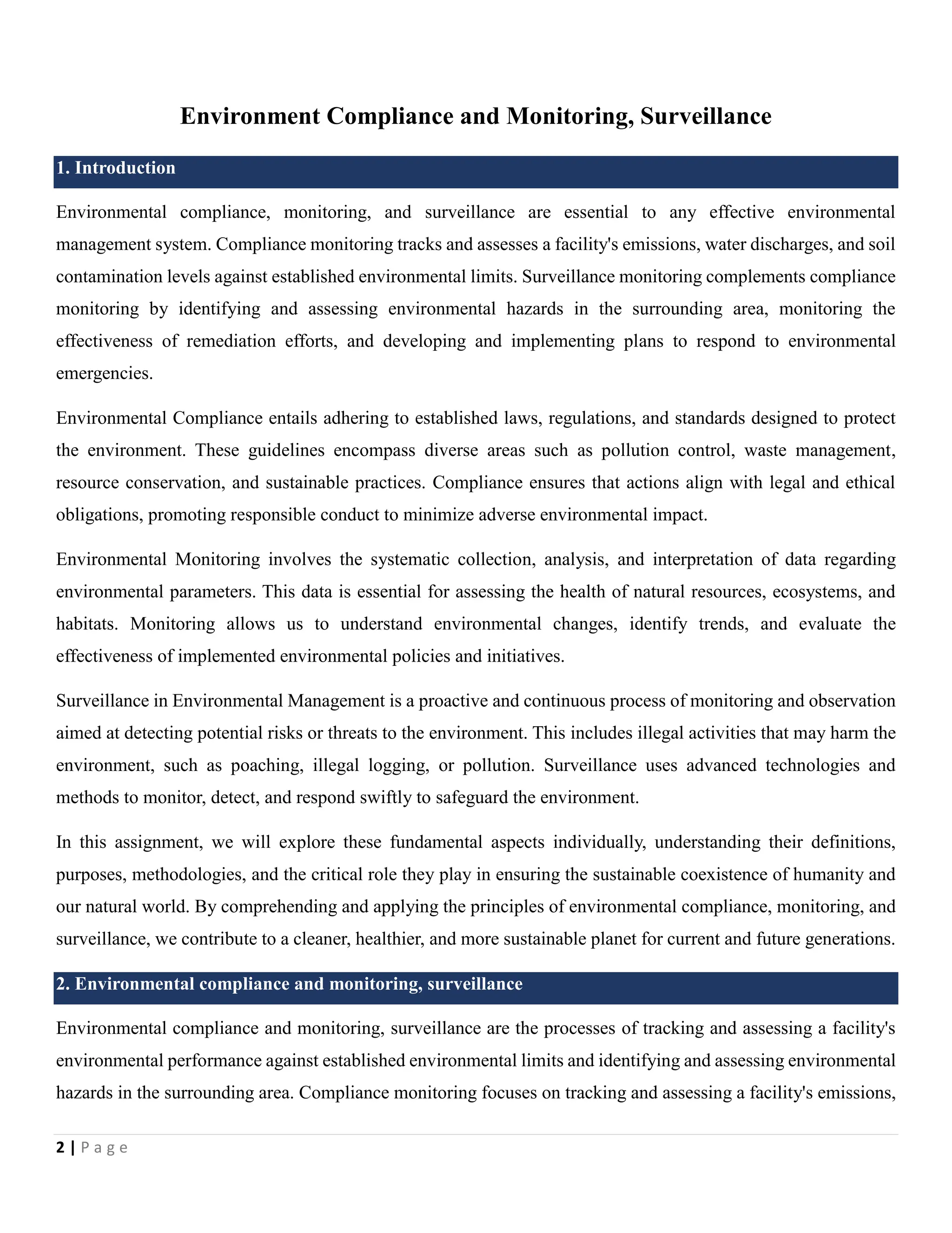 Environment Compliance and Monitoring, Surveillance | PDF