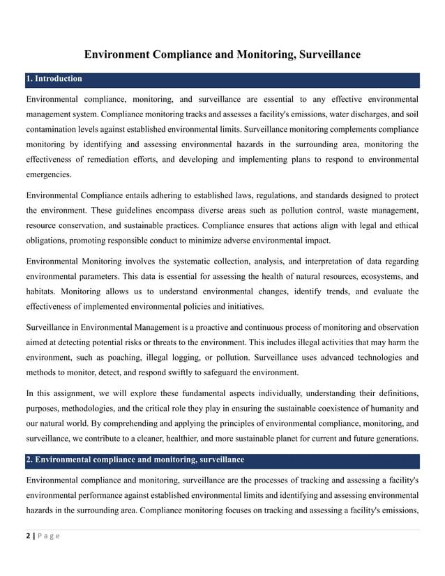 Environment Compliance and Monitoring, Surveillance | PDF ...