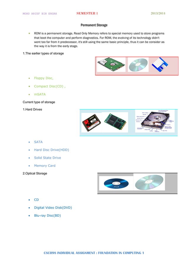 CSC098 Storage Note | PDF