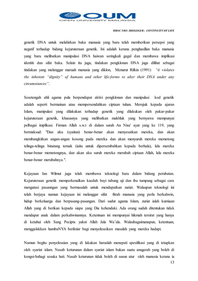 Assigment hbsc3103 | PDF