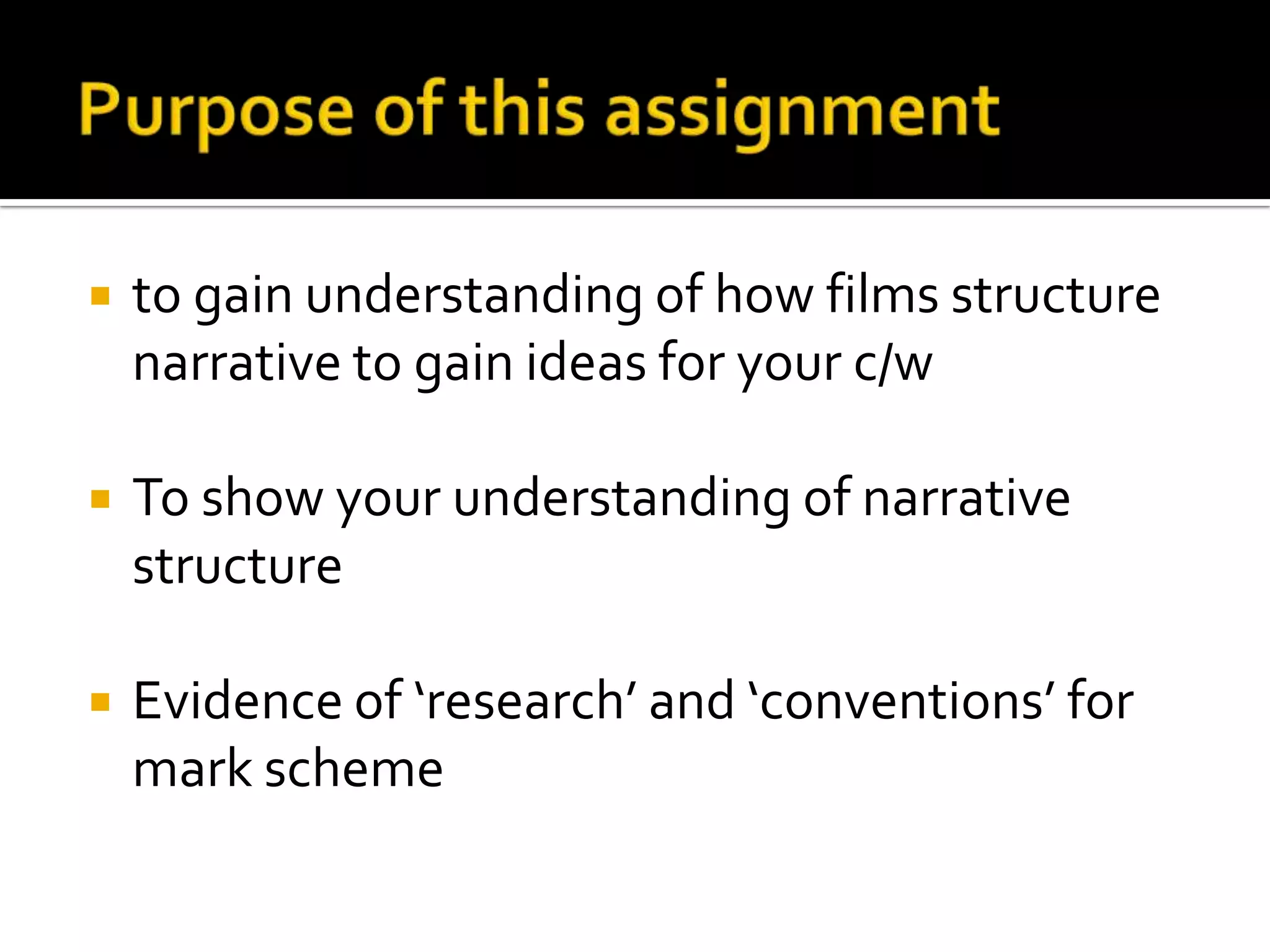 Assign 14 narrative structure analysis in a film | PPTX | Genres