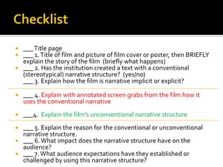 Assign 14 narrative structure analysis in a film | PPTX | Genres