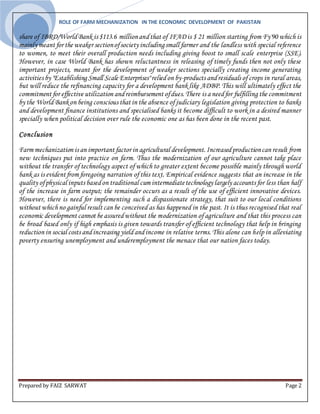 ROLE OF FARM MECHANIZATION IN THE ECONOMIC DEVELOPMENT OF PAKISTAN | DOCX