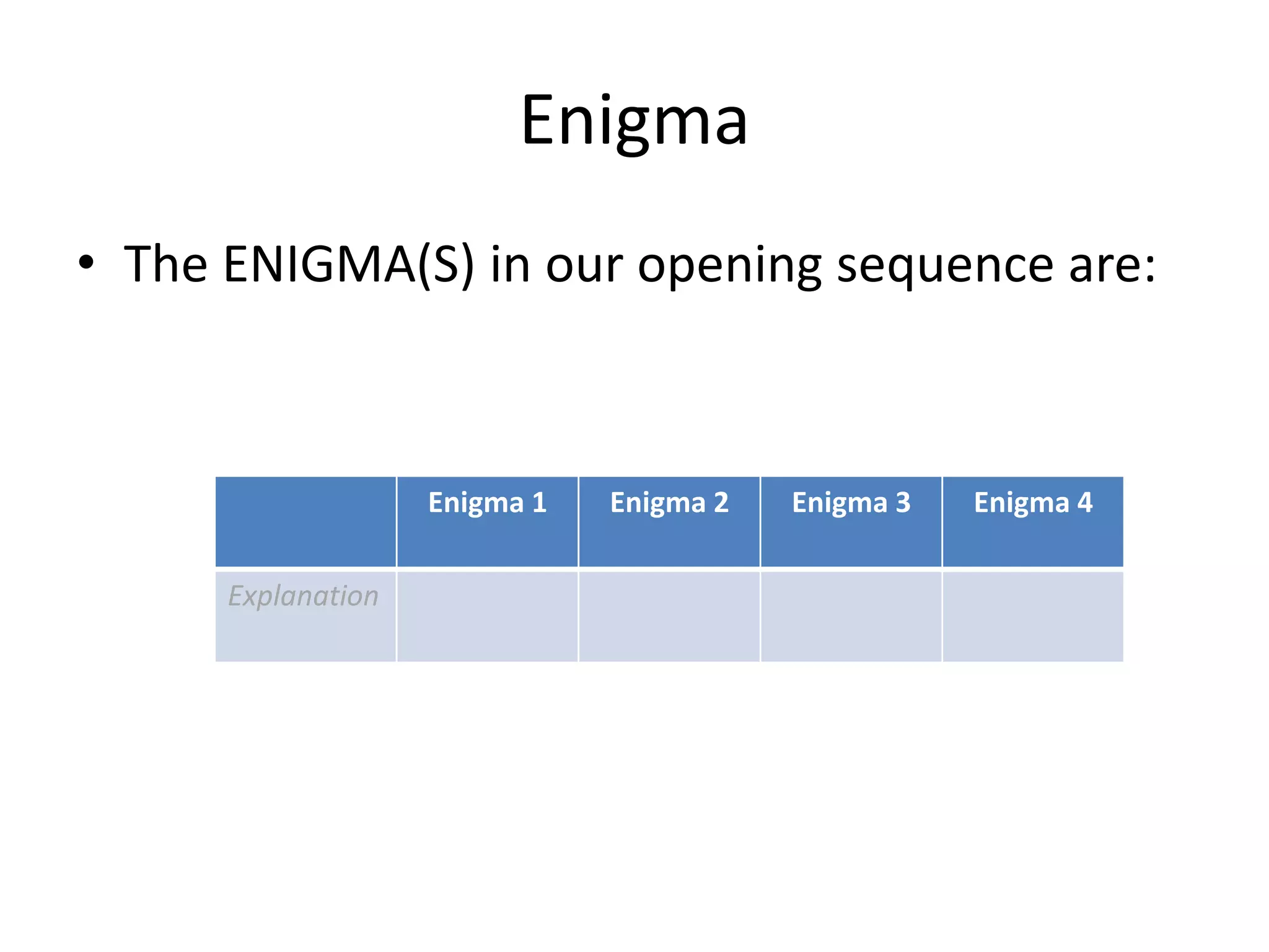 Assign 26 – enigma in our opening sequence | PPT