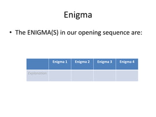 Assign 26 – enigma in our opening sequence | PPTX