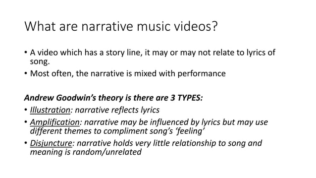 Assign 3 narrative music videos | PPT