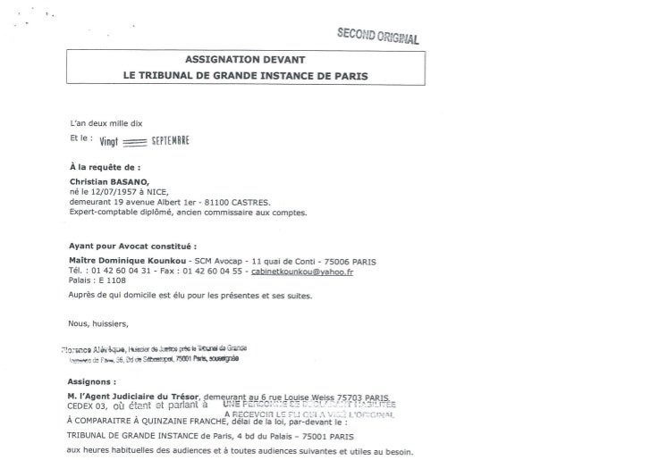 Assignation Tribunal Grande Instance Assignation Tribunal Grande Instance