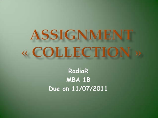 Assignement « collection » | PPT