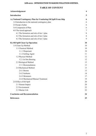 National Contingency Plan fro Combating Oil Spill From Ship | PDF