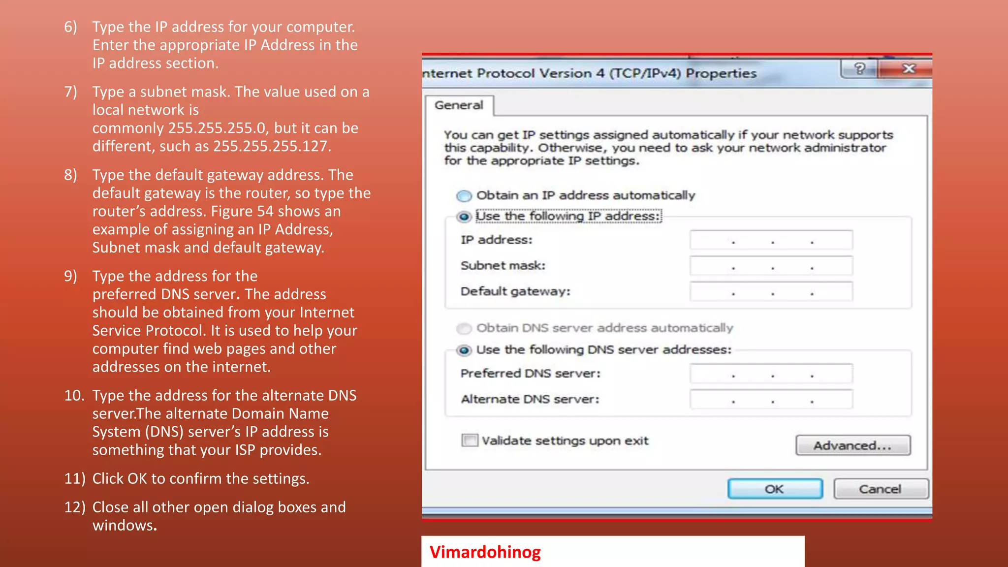 Assigning A Static Ip Address Pptx Computer Networking Computing