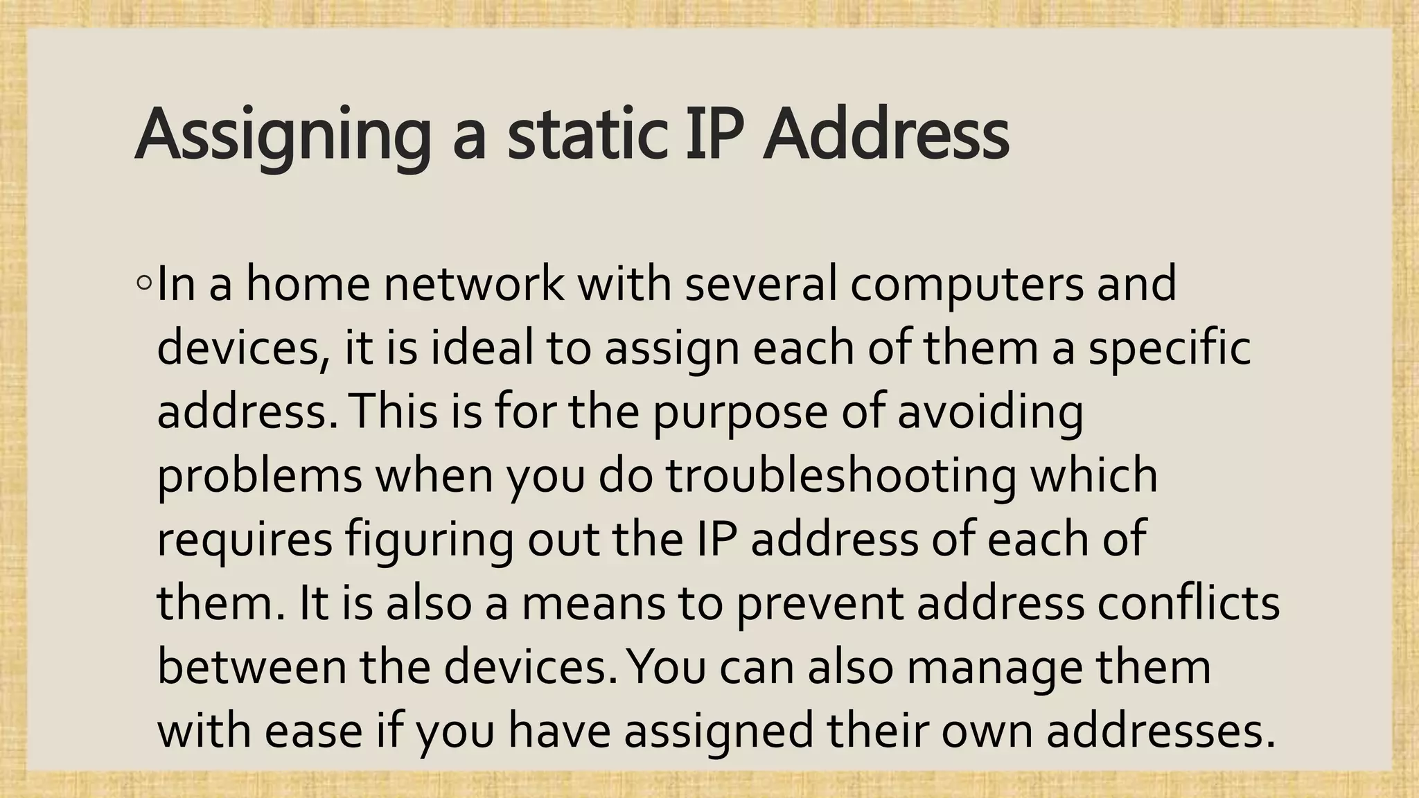 Assigning a static ip address (e l jb) | PPT