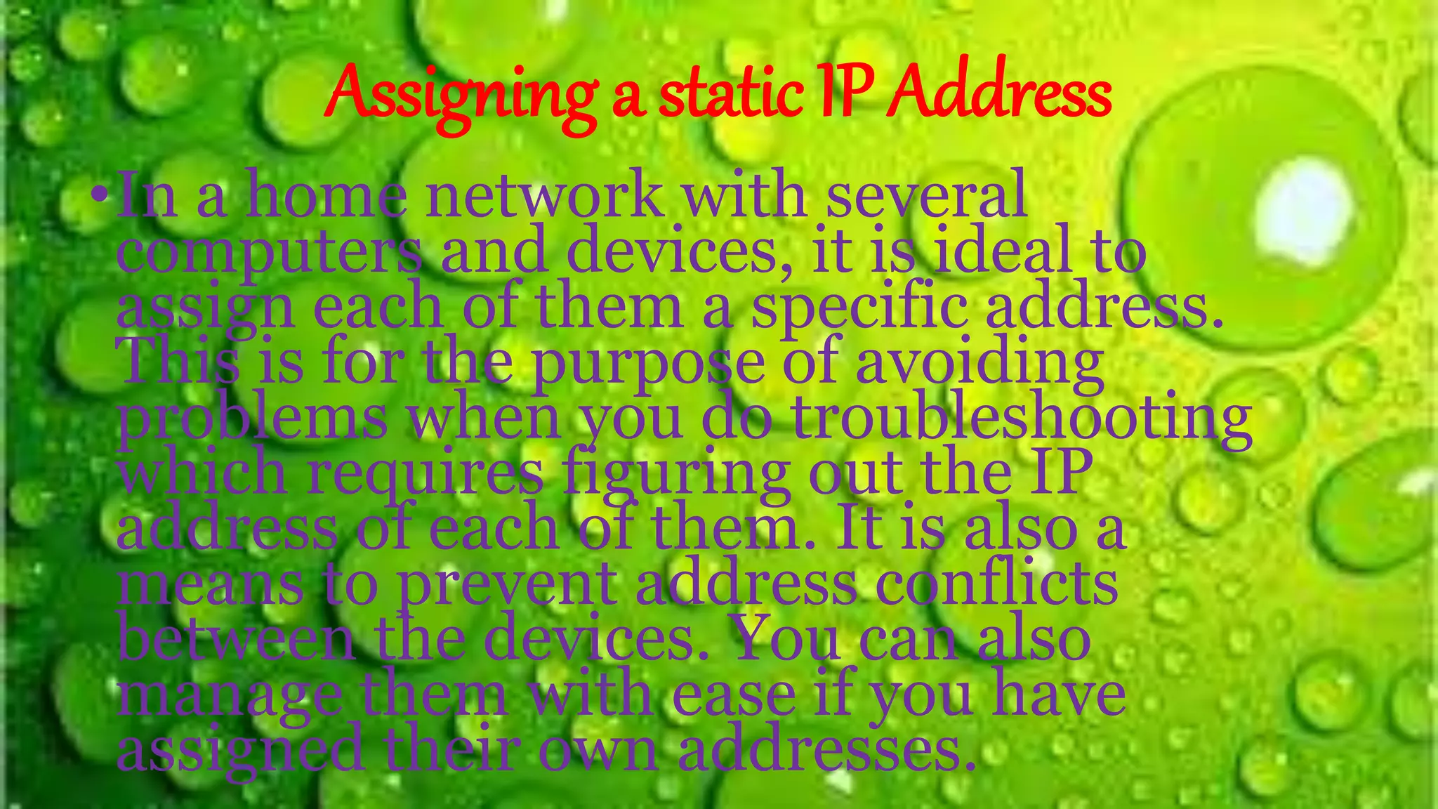 Assigning A Static IP Address | PPTX | Computer Networking | Computing