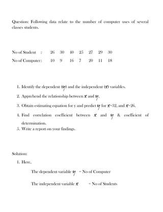 Assignment on Corelation Coefficient | DOCX