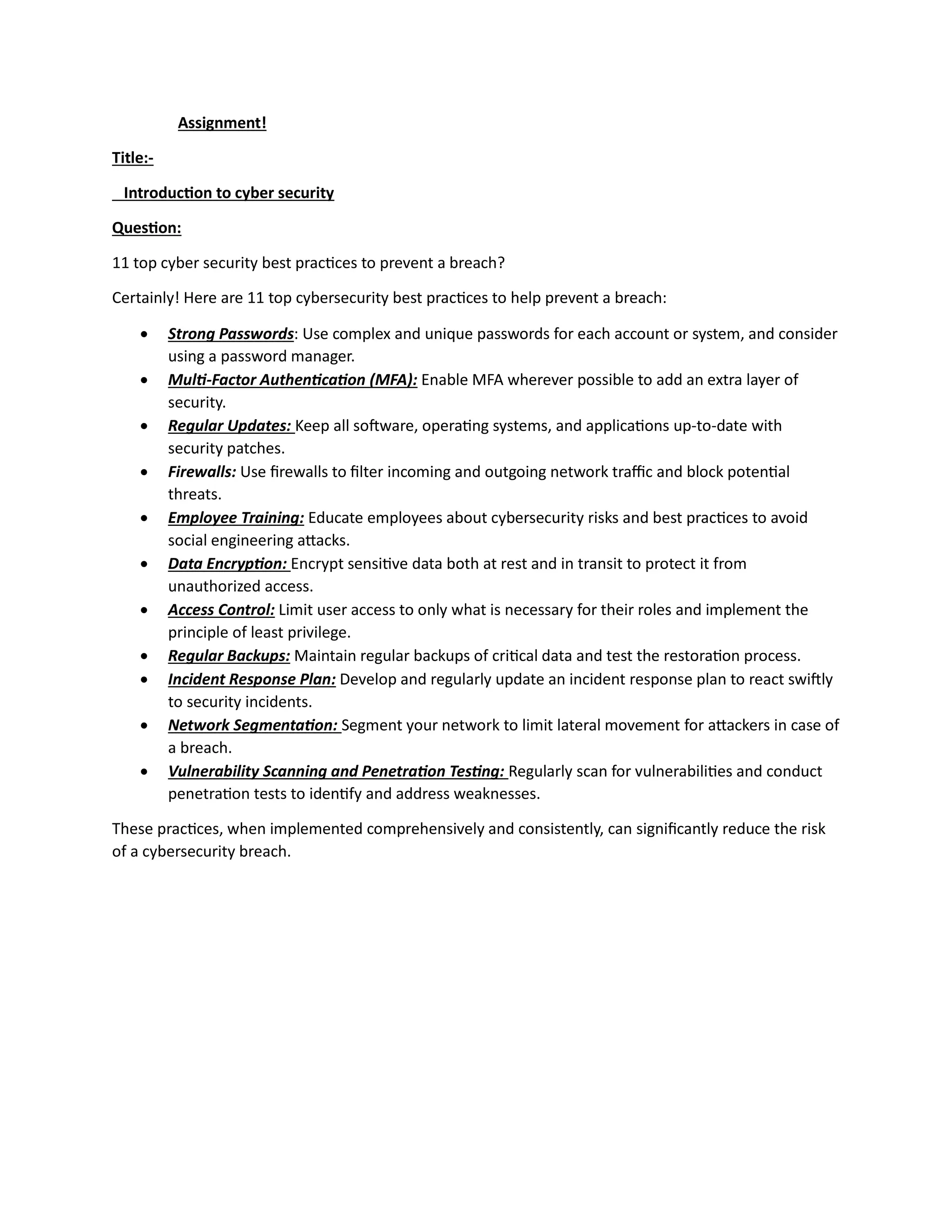 (Assignment-1) 11 top Cyber security best practices..docx