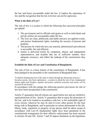 Assignment On: “How much Rule of Law is ensure in Bangladesh” | PDF