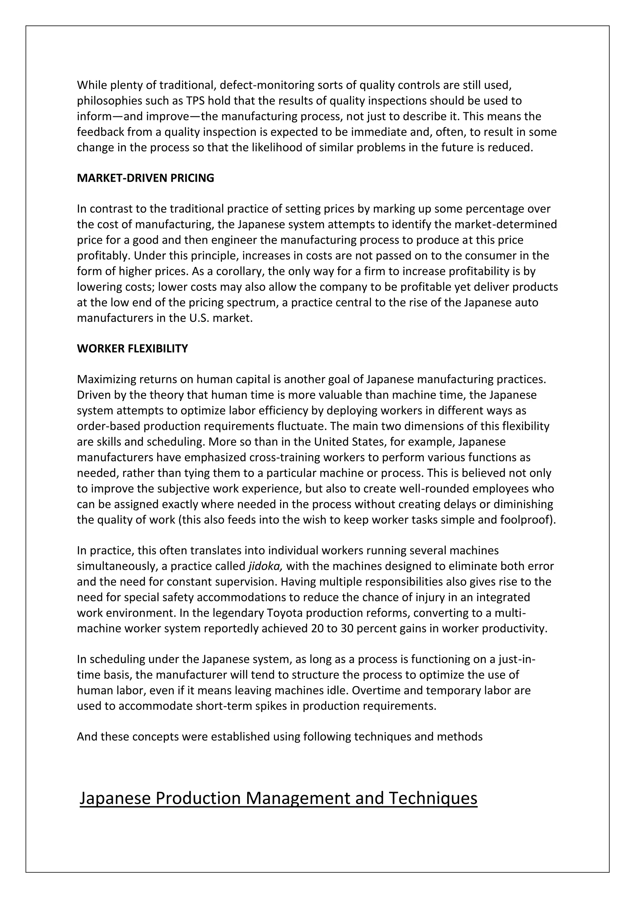 JAPANESE CONTRIBUTION TO PRODUCTION (OPERATION) MANAGEMENT | DOCX