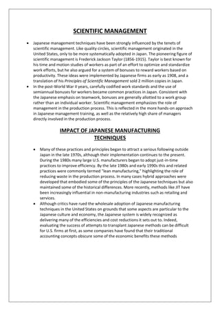 JAPANESE CONTRIBUTION TO PRODUCTION (OPERATION) MANAGEMENT | PDF
