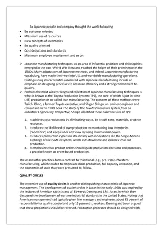JAPANESE CONTRIBUTION TO PRODUCTION (OPERATION) MANAGEMENT | PDF