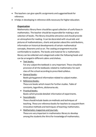 Mathematics Laboratory,Club,Library | DOCX