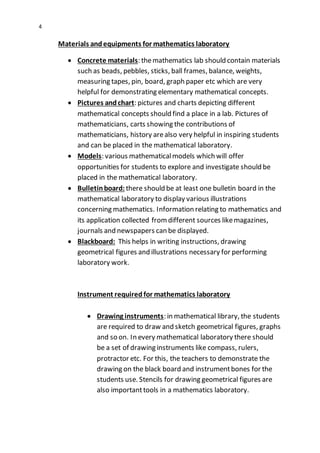 Mathematics Laboratory,Club,Library | DOCX