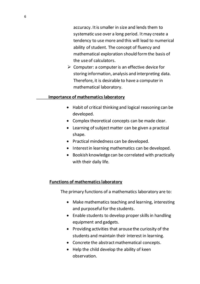 Mathematics Laboratory,Club,Library | DOCX