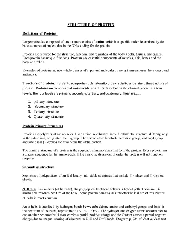 Protein Structure, Protein Denaturation, Taq Polymerase | PDF
